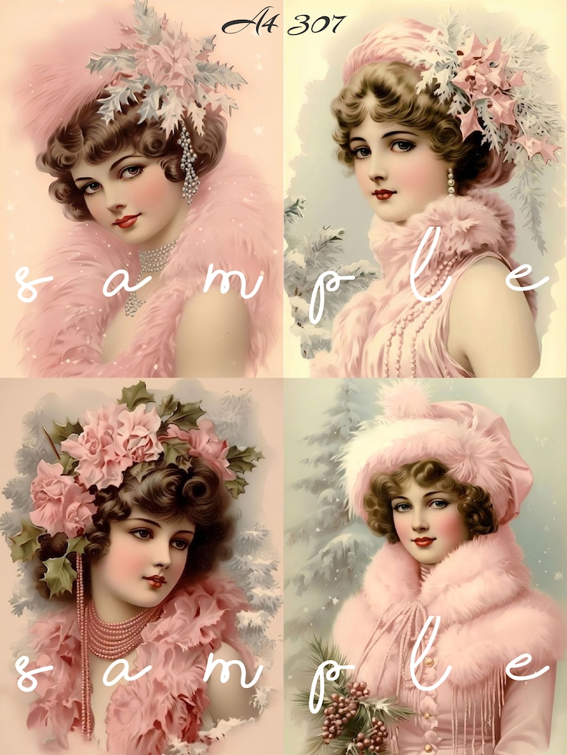 Decoupage Rice Paper A4 307 Shabby Chic Vintage Christmas Victorian Women Decoupage Paper ...