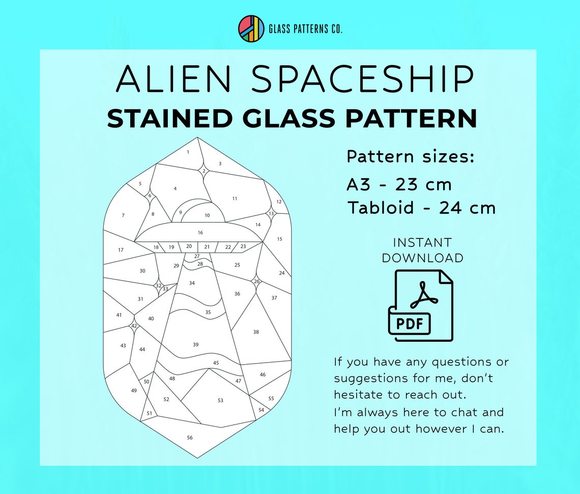 Alien Spaceship Stained Glass Pattern: Beginner UFO Design (PDF ...