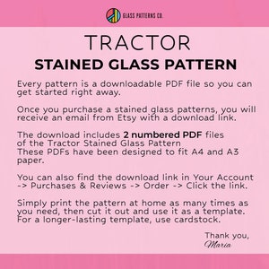 Tractor Stained Glass Pattern | Farm Vehicle Suncatcher | Digital ...