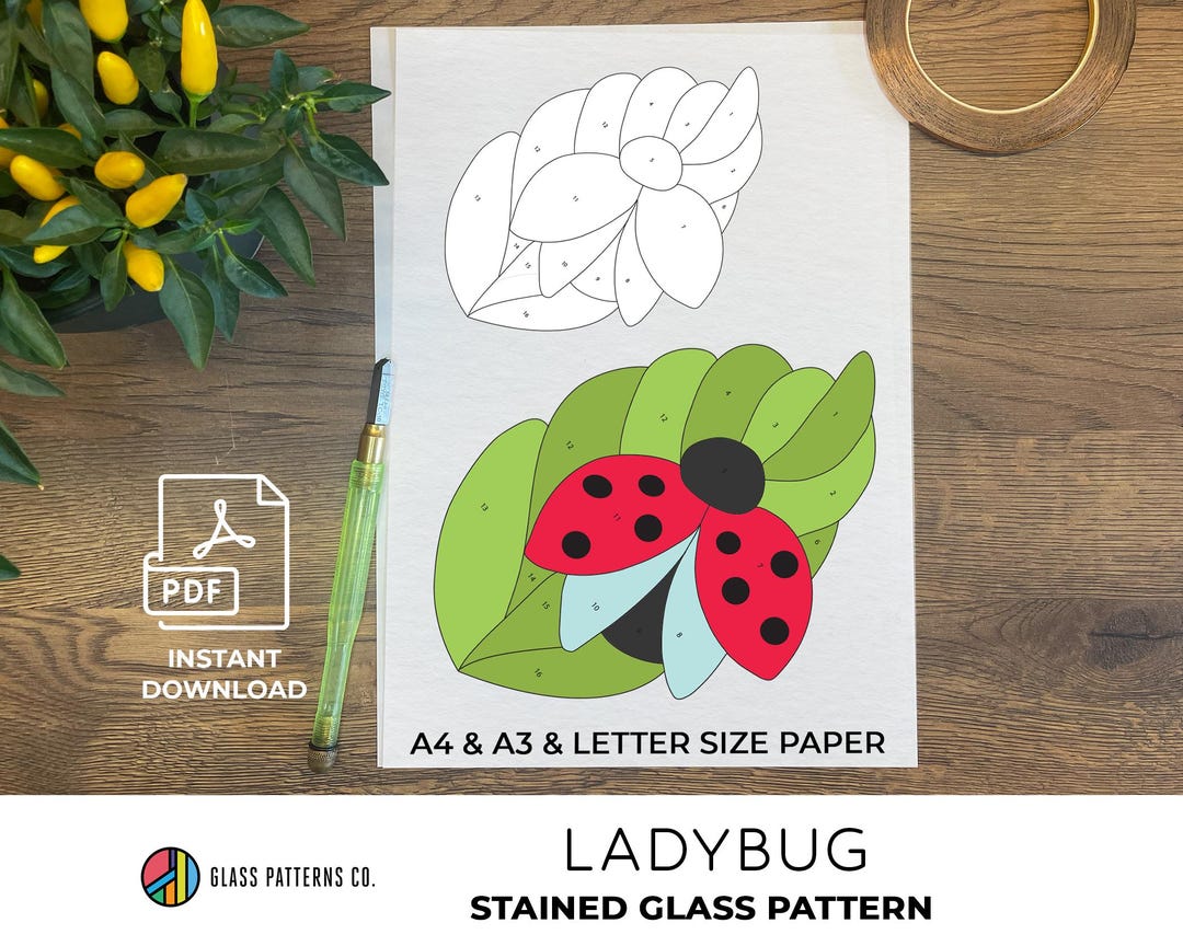 Ladybug Pattern | Stained Glass | Ladybird | DIGITAL DOWNLOAD |lady ...