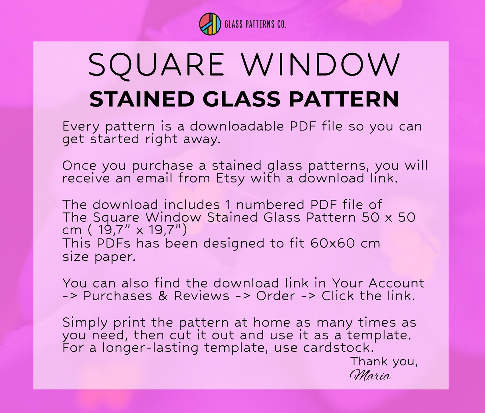 Square Geometric Pattern Stained Glass | Coffee Table Top | Window ...