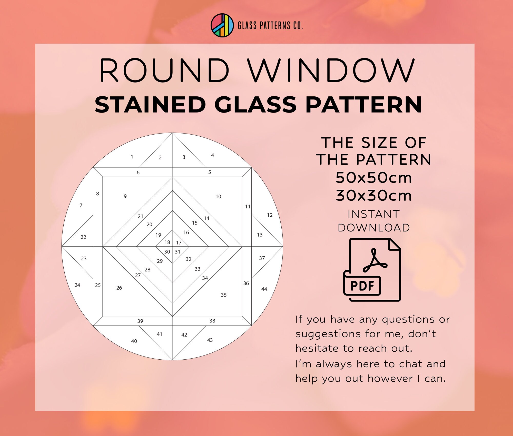 Round Stained Glass Pattern Window Table Top INSTANT DOWNLOAD PDF ...
