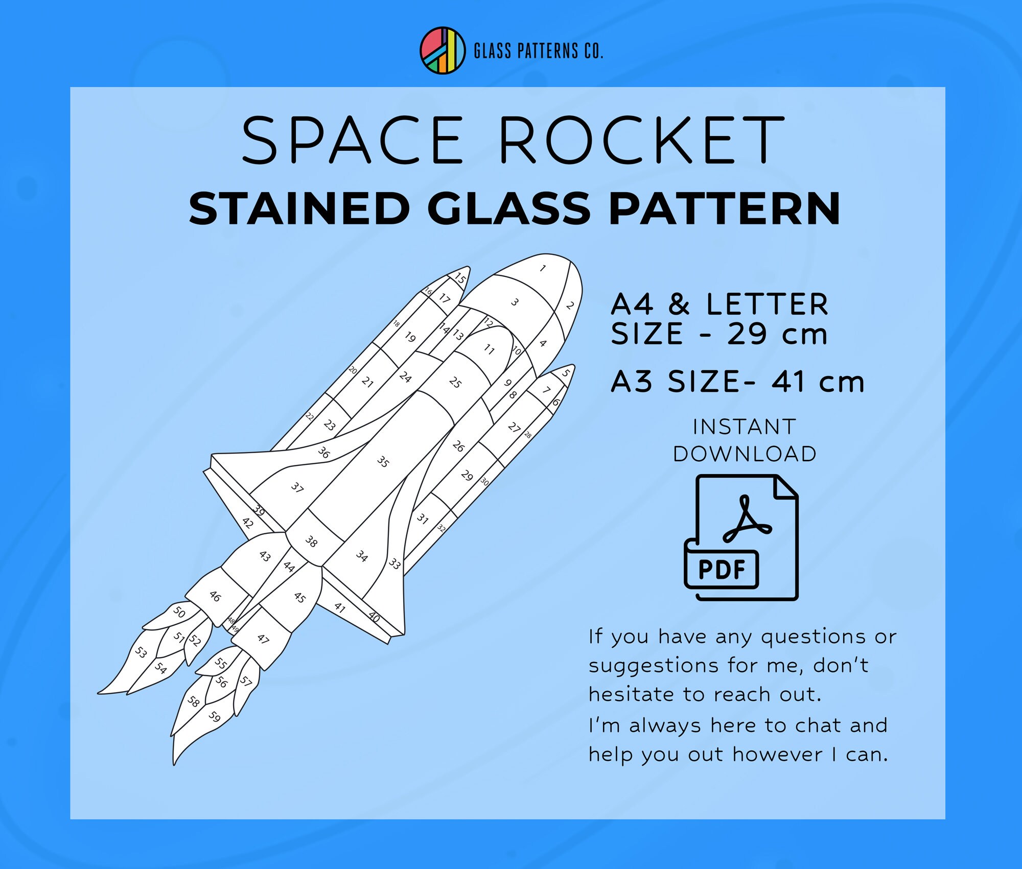 Space Rocket Stained Glass Pattern: Beginner DIY (digital Download) - Etsy