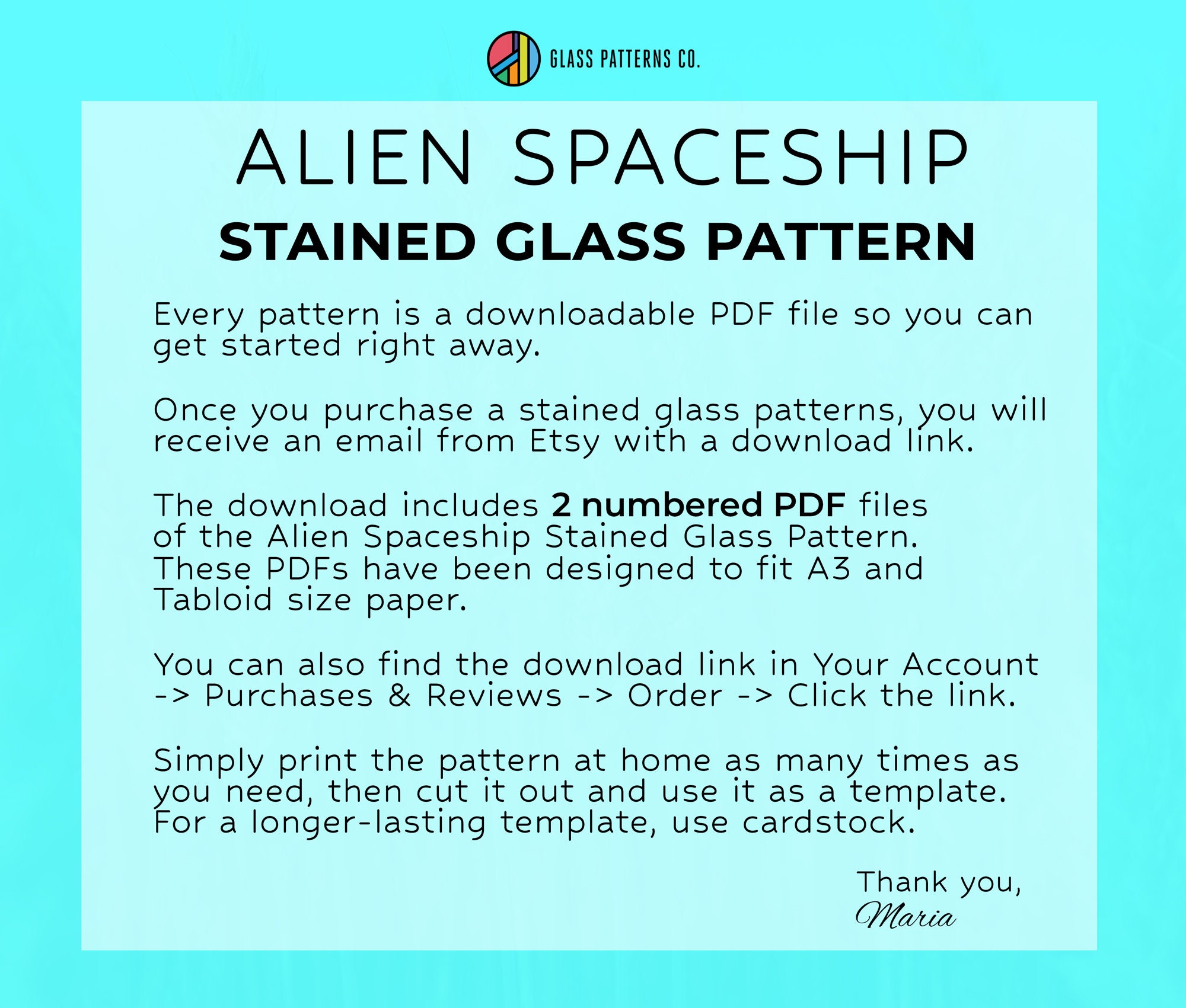 Alien Spaceship Stained Glass Pattern | UFO | DIGITAL Download ...