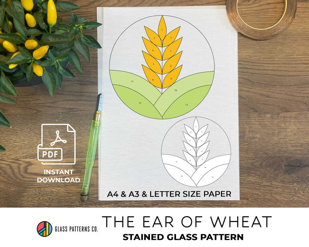 Wheat Stained Glass Pattern | DIGITAL DOWNLOAD | Beginner | PDF | A4 ...