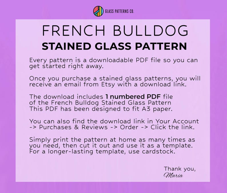 French Bulldog Stained Glass Pattern | Animal Design | Dog Suncatcher ...