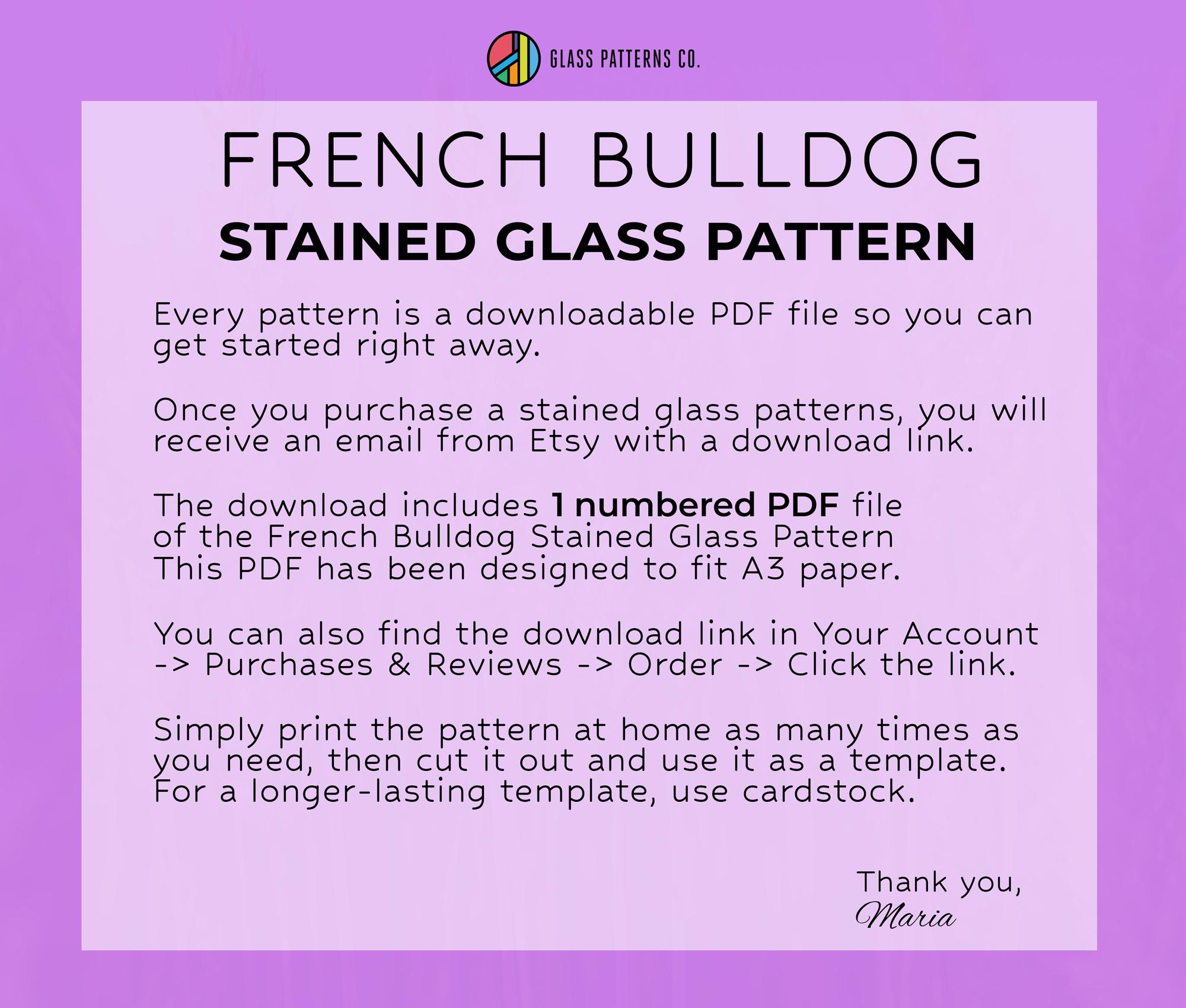 French Bulldog Stained Glass Pattern | Animal Design | Dog Suncatcher ...