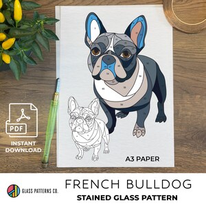 French Bulldog Stained Glass Pattern Animal Design Dog Suncatcher Doggo ...