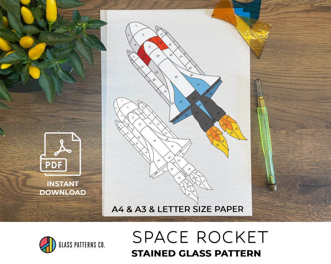 Space Rocket Stained Glass Pattern: Beginner DIY (digital Download) - Etsy