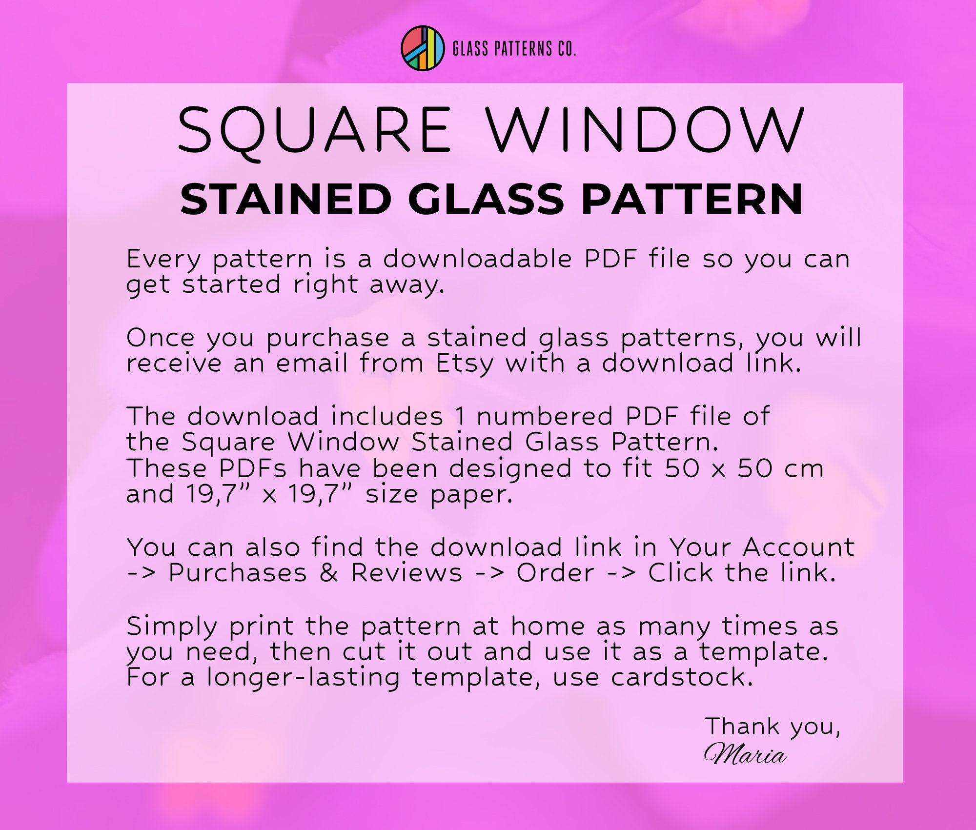 Square Geometric Pattern Stained Glass Coffee Table Top Window Beginner ...