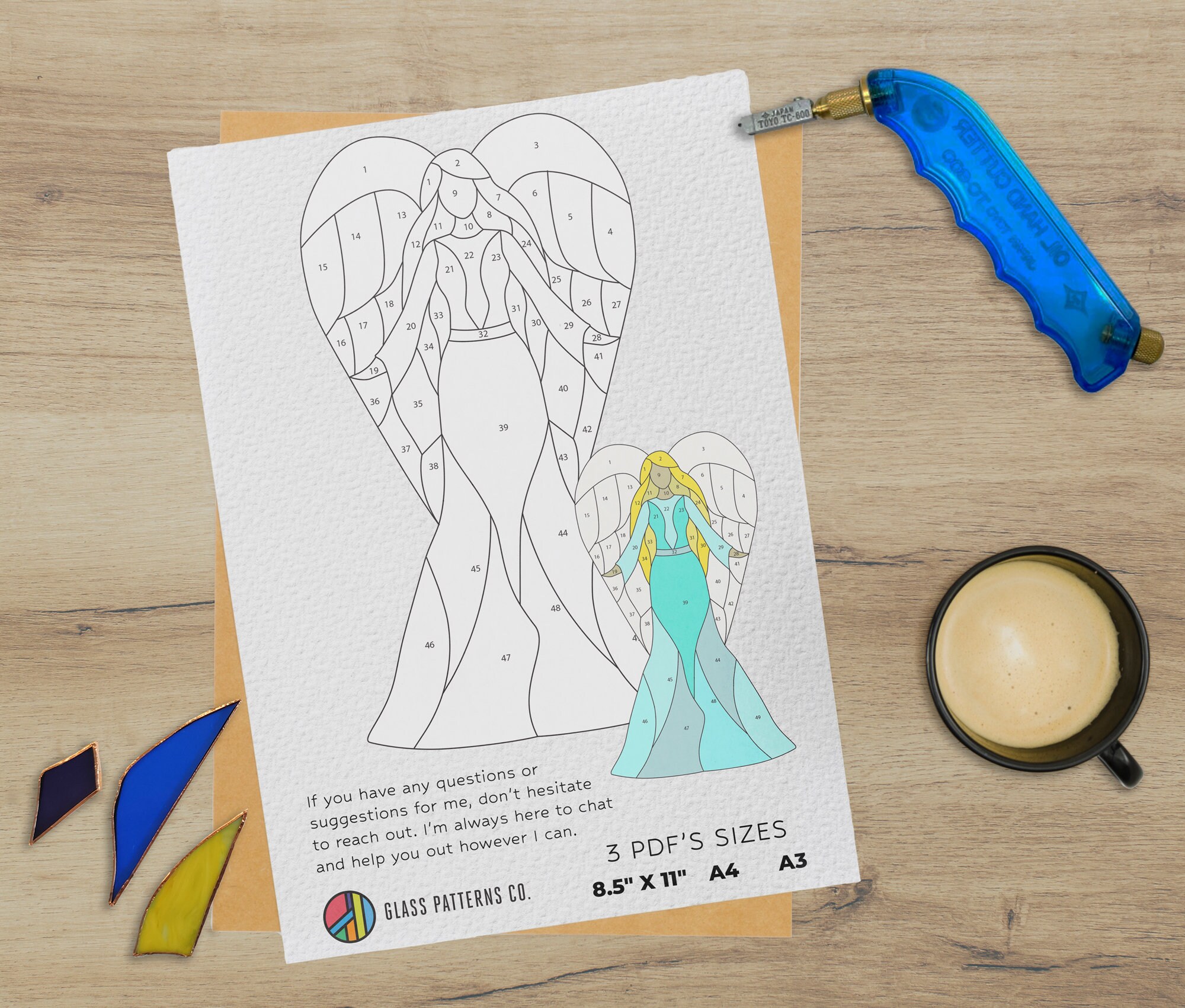 Angel Stained Glass Pattern DIGITAL DOWNLOAD Angel - Etsy