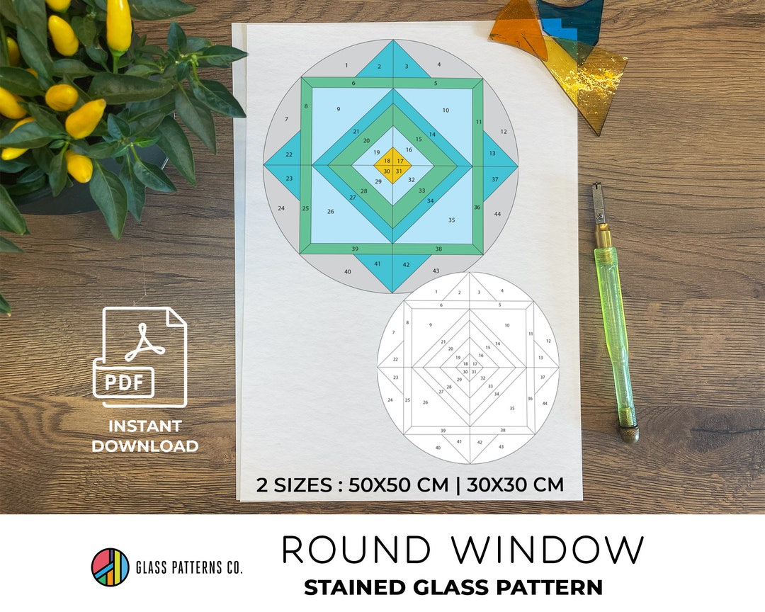 Round Geometric Stained Glass Pattern: Beginner Window Design (PDF) - Etsy