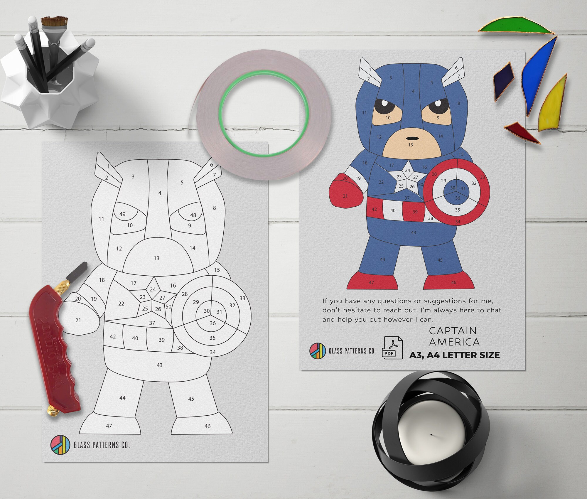 Baby Captain America Pattern Stained Glass | DIGITAL DOWNLOAD | DIY ...