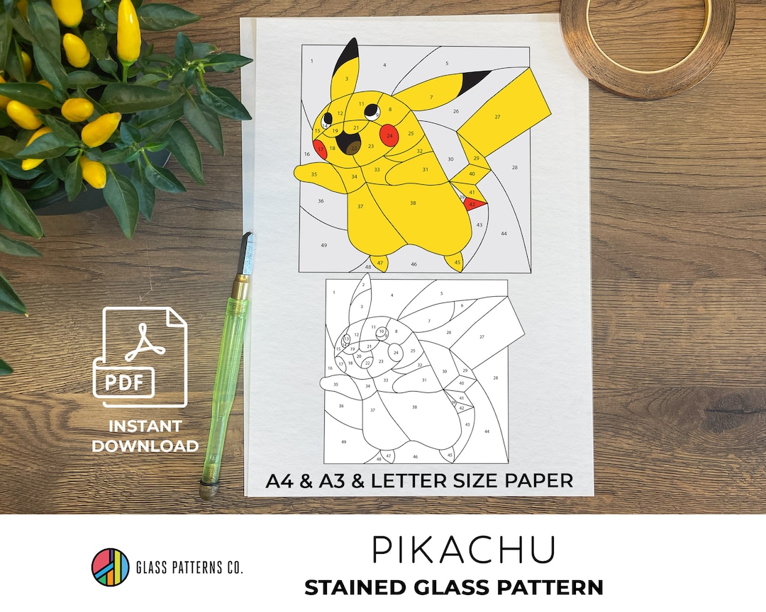 Pikachu Stained Glass Pattern | Pokemon, Beginner (digital Download) - Etsy