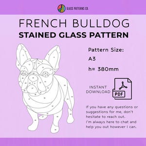 French Bulldog Stained Glass Pattern | Animal Design | Dog Suncatcher ...