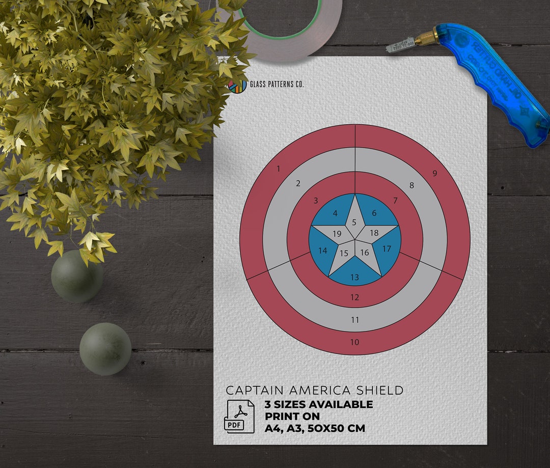 Captain America Shield Pattern Stained Glass | DIGITAL DOWNLOAD | DIY ...