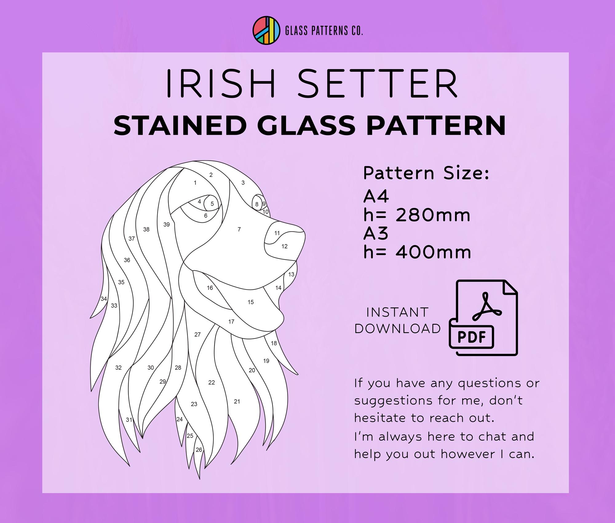 Irish Setter Stained Glass Pattern | Animal Design | Dog Suncatcher ...