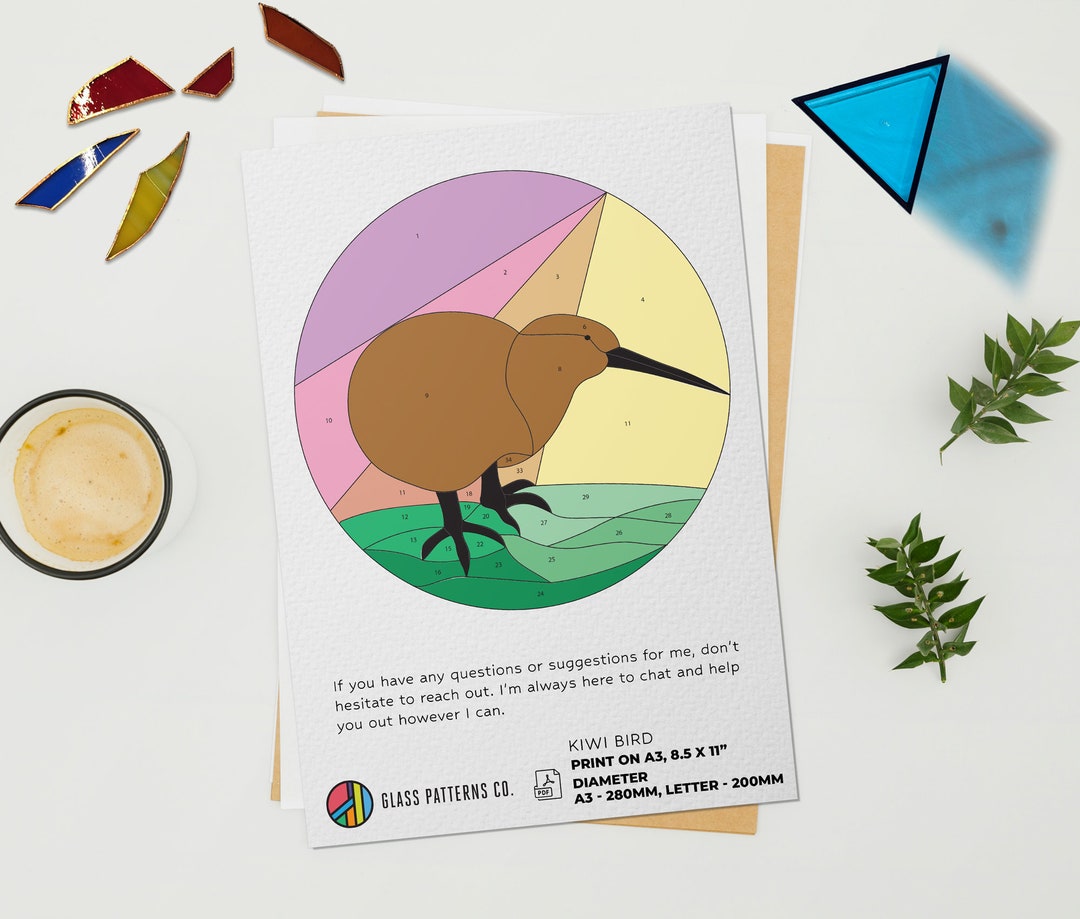 Kiwi Bird Pattern | Stained Glass | DIGITAL DOWNLOAD | DIY | Home Decor ...