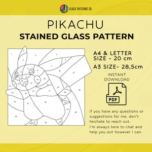 Pikachu Stained Glass Pattern | Pokemon, Beginner (digital Download) - Etsy