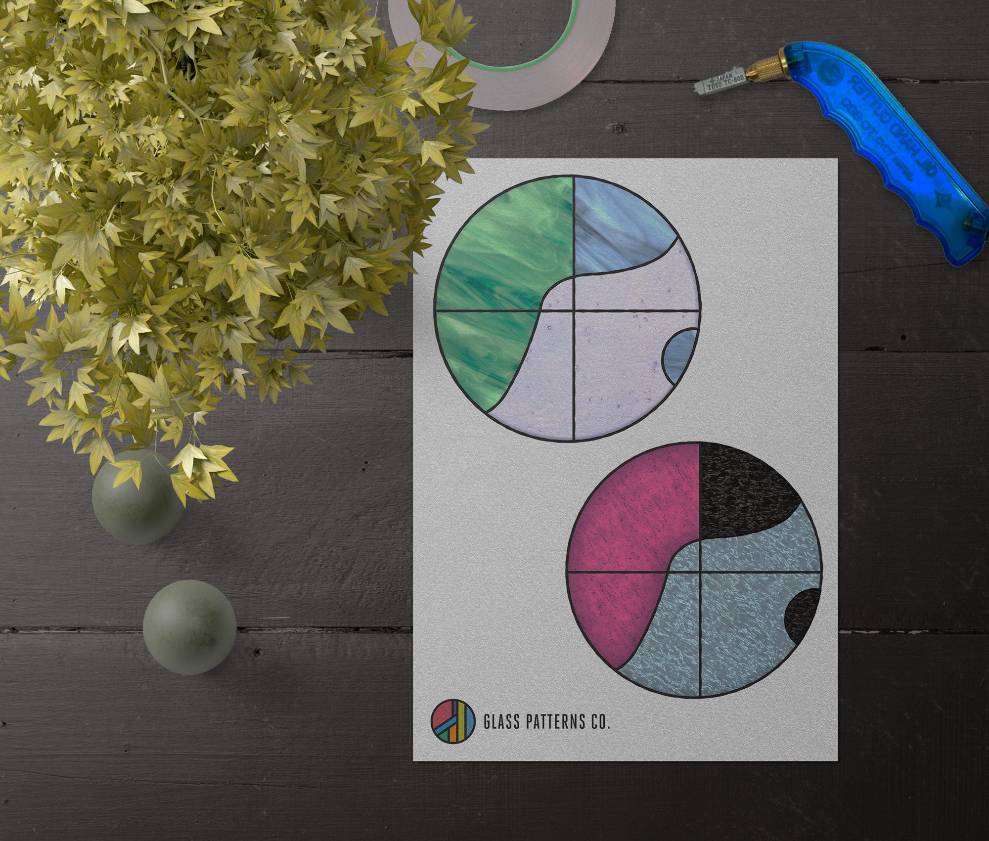 Round Pattern Stained Glass | Coffee Table Top | Instant Download ...