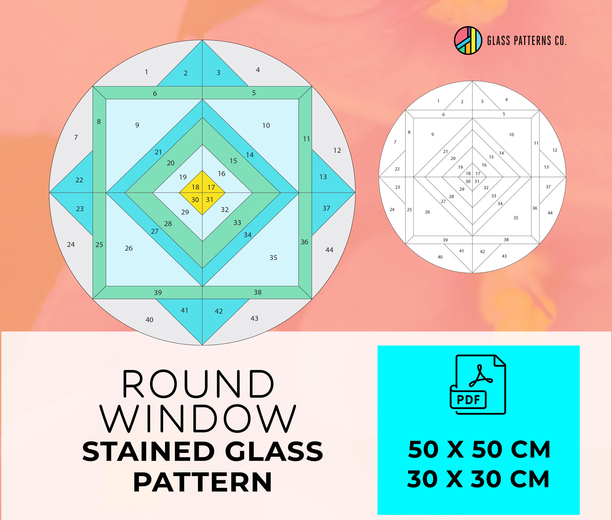 Round Stained Glass Pattern Window Table Top INSTANT - Etsy