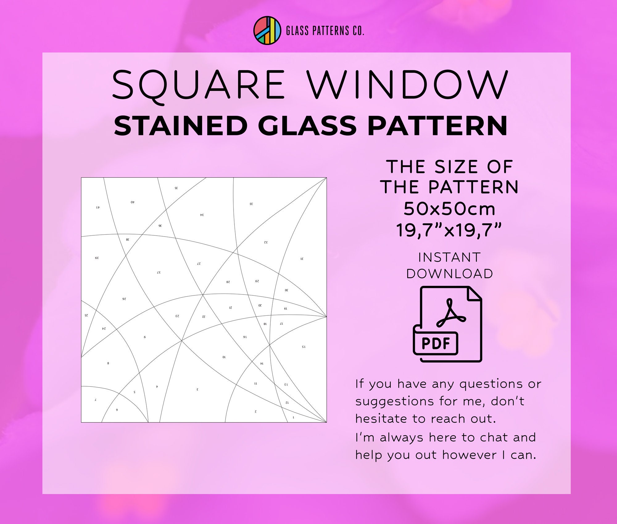 Square Geometric Pattern Stained Glass | Coffee Table Top | Window ...