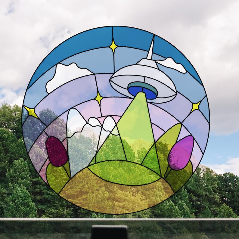 Alien Spaceship Stained Glass Pattern | UFO | DIGITAL Download ...