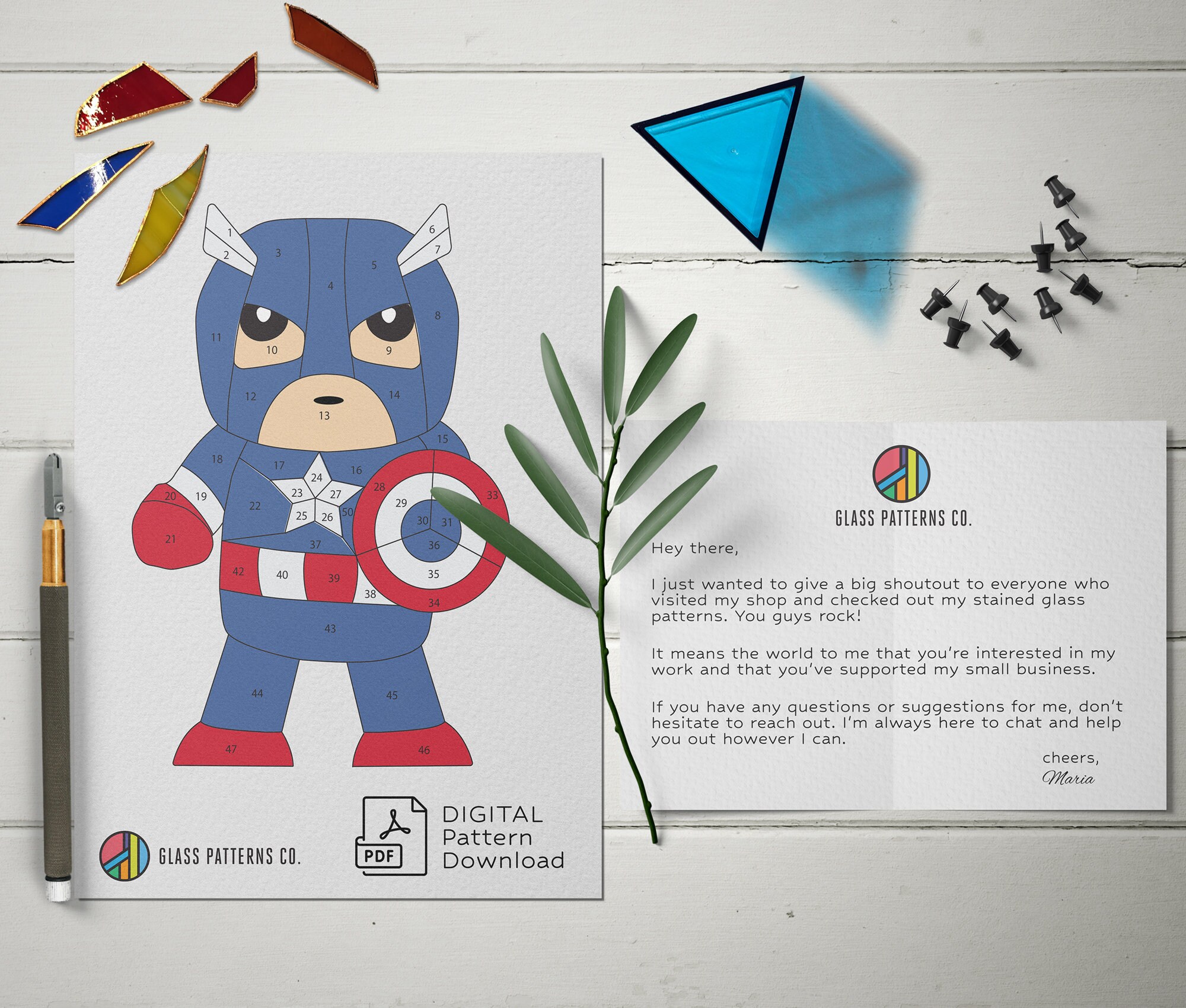 Baby Captain America Pattern Stained Glass | DIGITAL DOWNLOAD | DIY ...