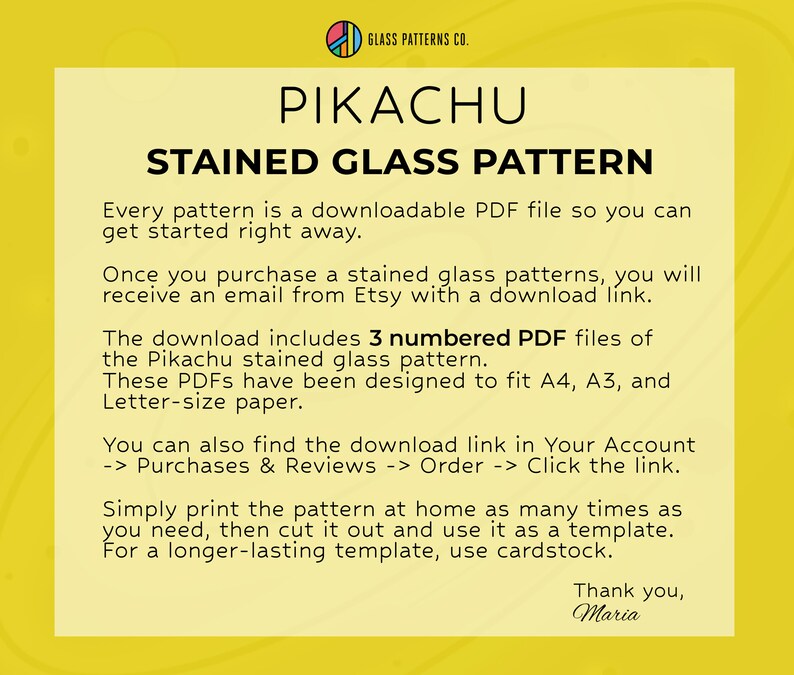 Pikachu Stained Glass Pattern | Pokemon, Beginner (digital Download) - Etsy