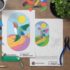 Printable Hummingbird Stained Glass Pattern | DIGITAL DOWNLOAD | DIY ...