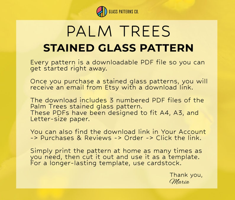 Palm Trees Pattern Stained Glass DIGITAL DOWNLOAD Beginner Lagoon Glass Decor Suncatcher - Etsy