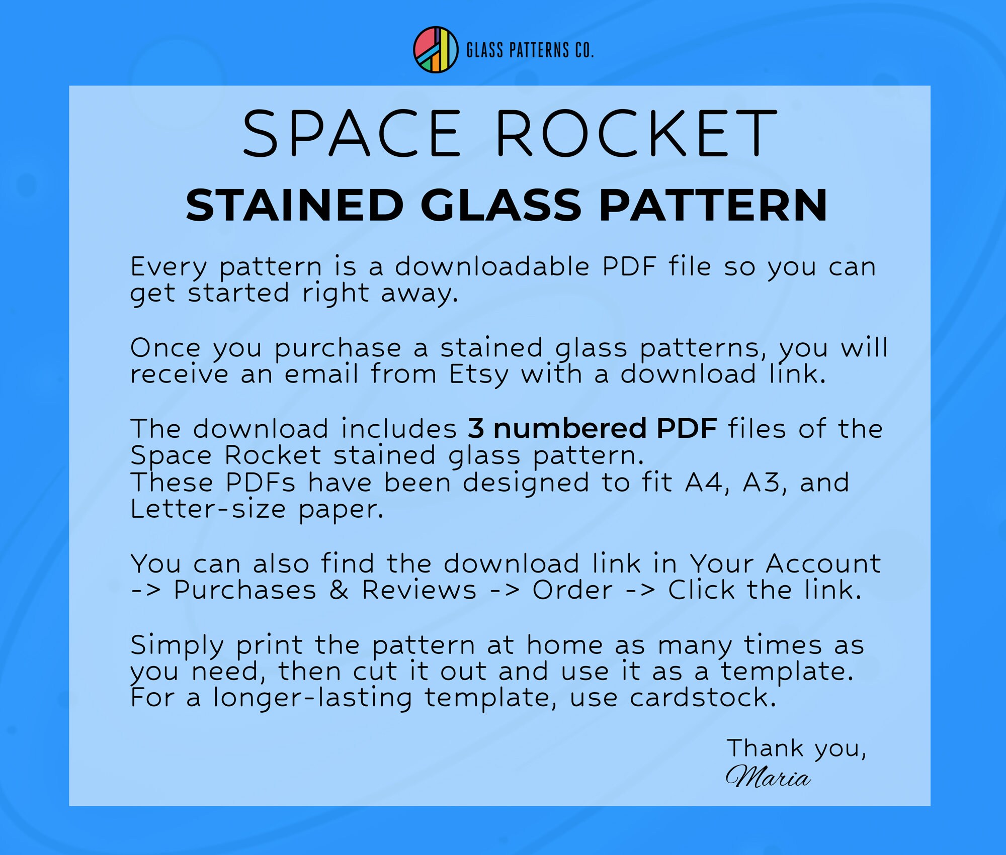 Space Rocket Stained Glass Pattern: Beginner DIY (digital Download) - Etsy