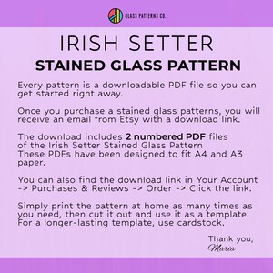 Irish Setter Stained Glass Pattern | Animal Design | Dog Suncatcher ...
