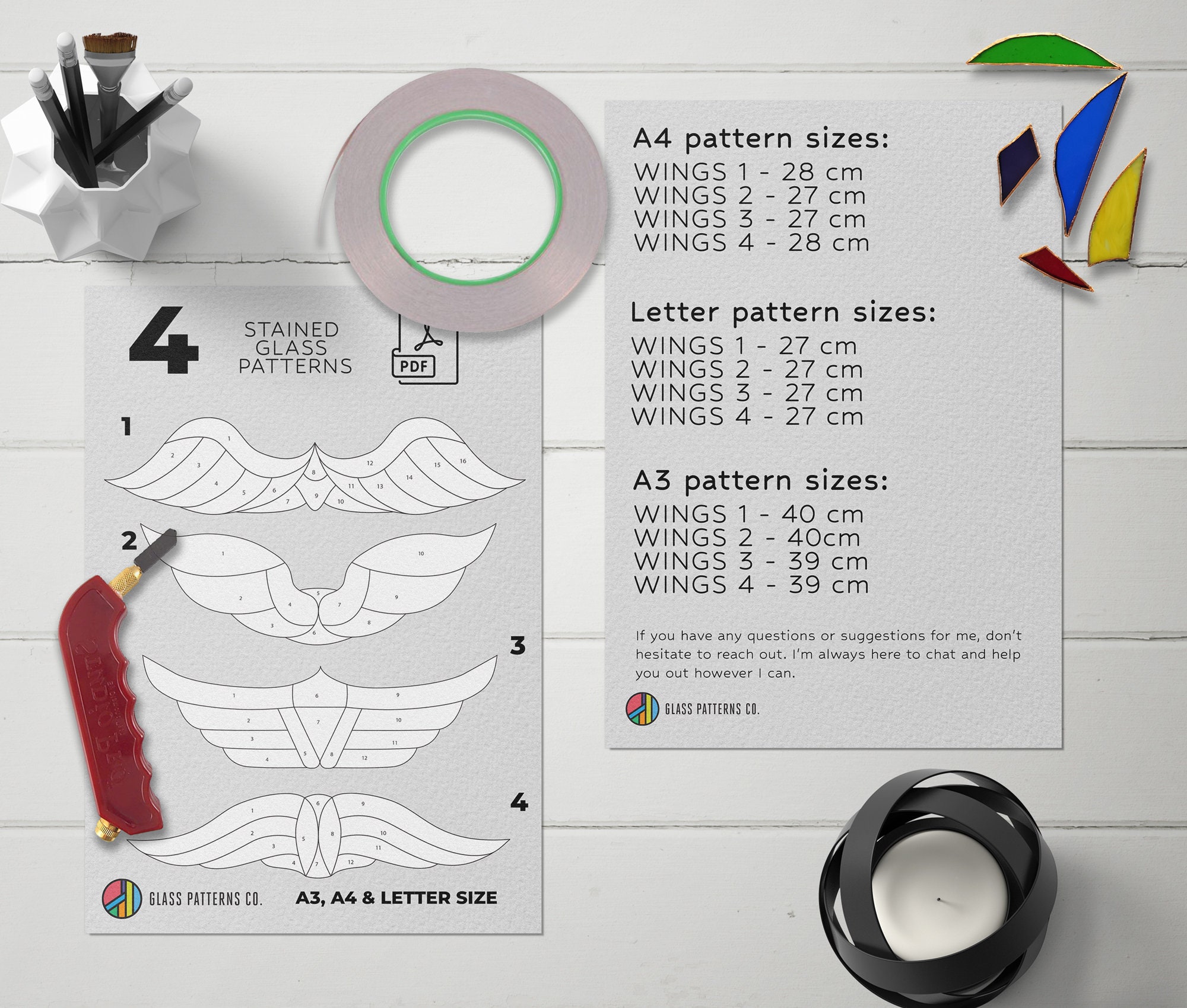 Angel Wings Stained Glass | 4 Patterns Included | DIGITAL DOWNLOAD ...