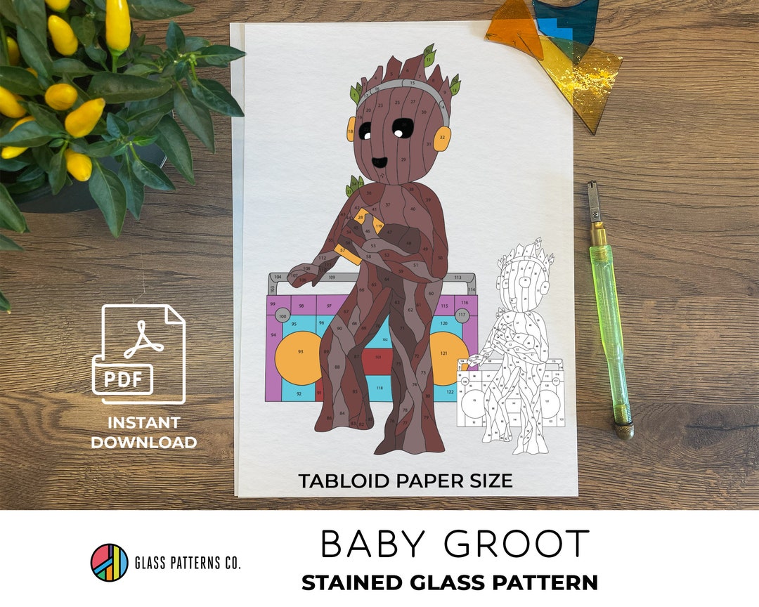 Baby Groot Pattern Stained Glass | DIGITAL DOWNLOAD | PDF| Marvel ...