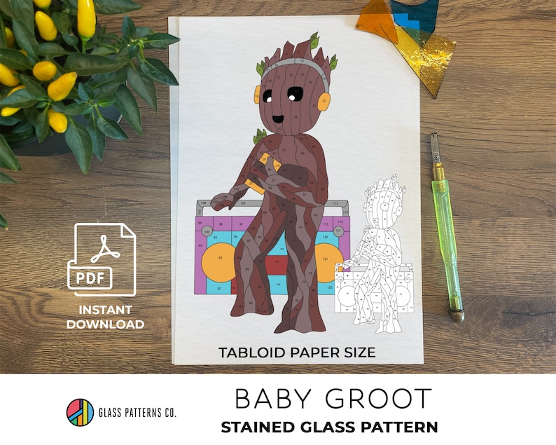 Baby Groot Pattern Stained Glass | DIGITAL DOWNLOAD | PDF| Marvel ...