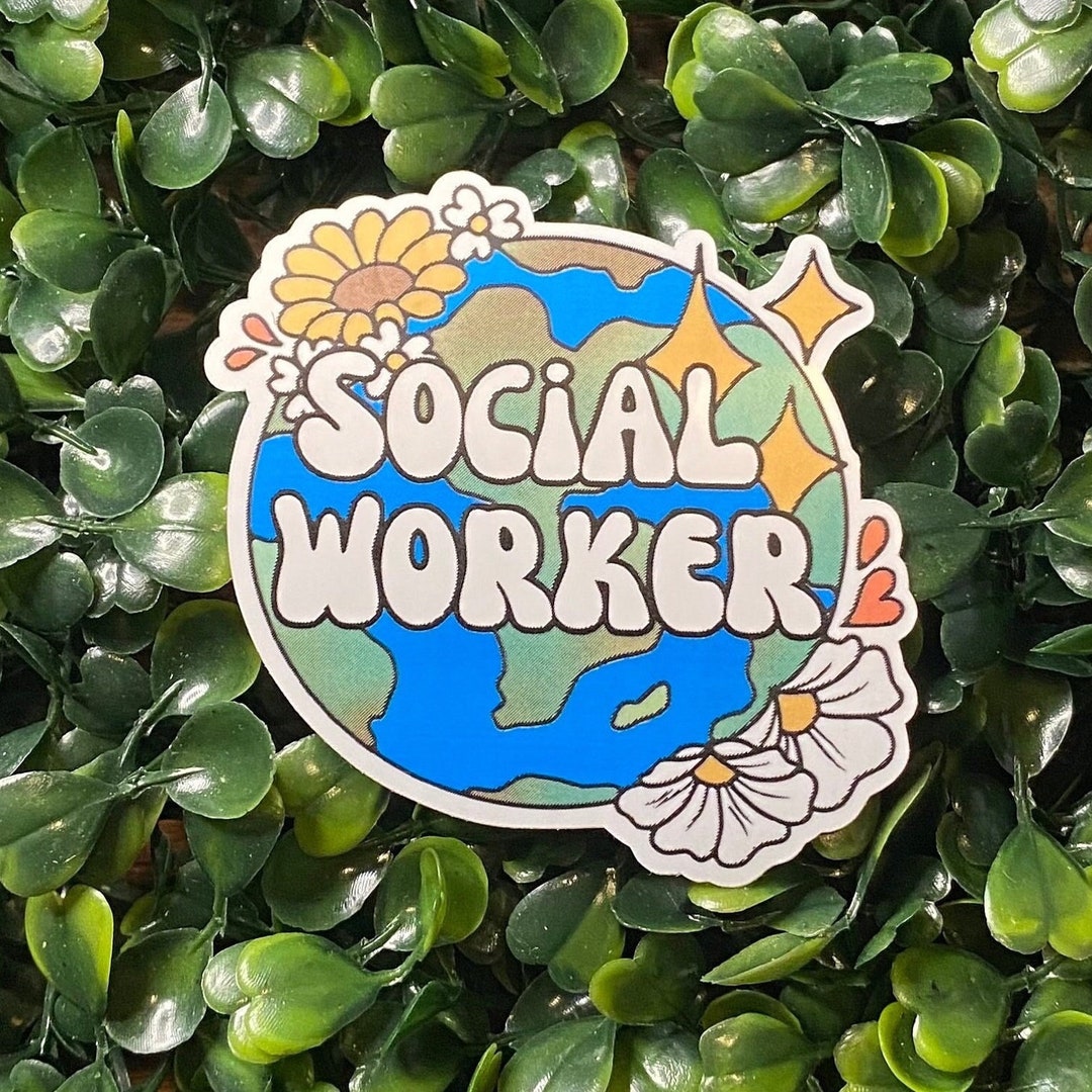 Social Worker Earth Flower Power Sticker Decal for Laptop, Water ...