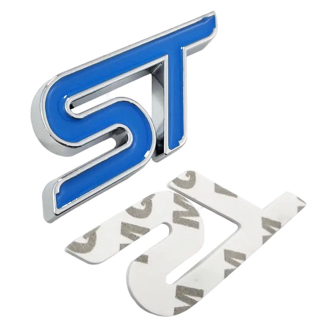 Blue & Chrome Ford ST Metal Rear Car Badge for Focus Kuga Puma Fiesta ...