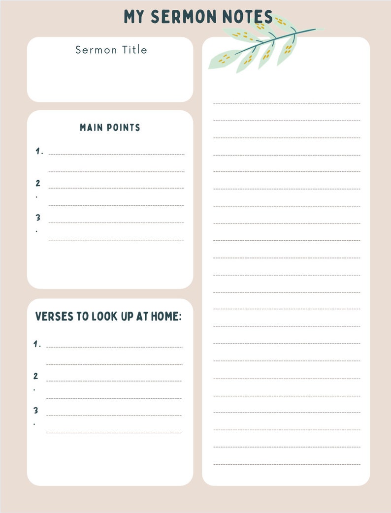 Sermon Notes for Kids Printable/ Sunday Morning Copywork/ Sunday Sermon ...