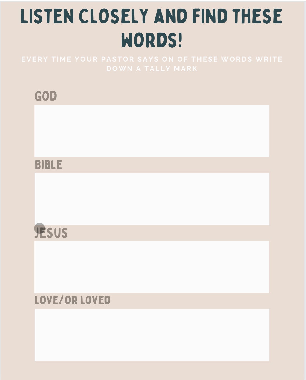 Sermon Notes for Kids Printable/ Sunday Morning Copywork/ Sunday Sermon ...