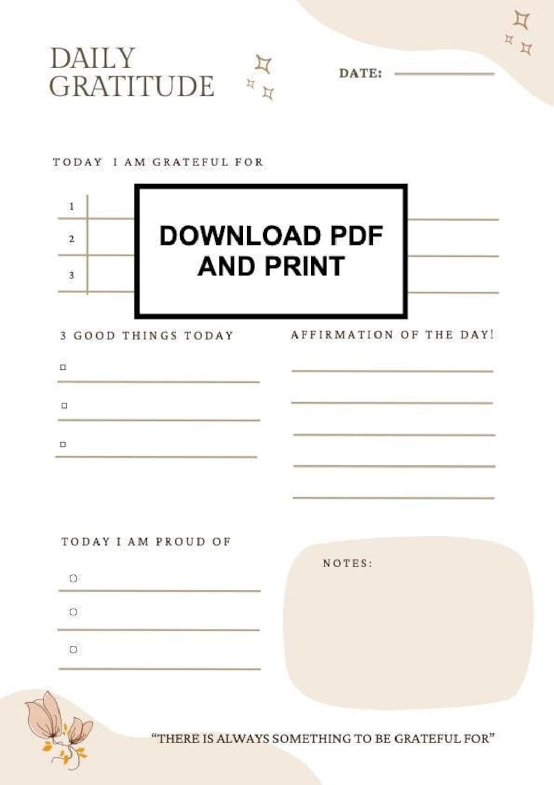 Daily Gratitude Worksheet PDF Printable - Etsy