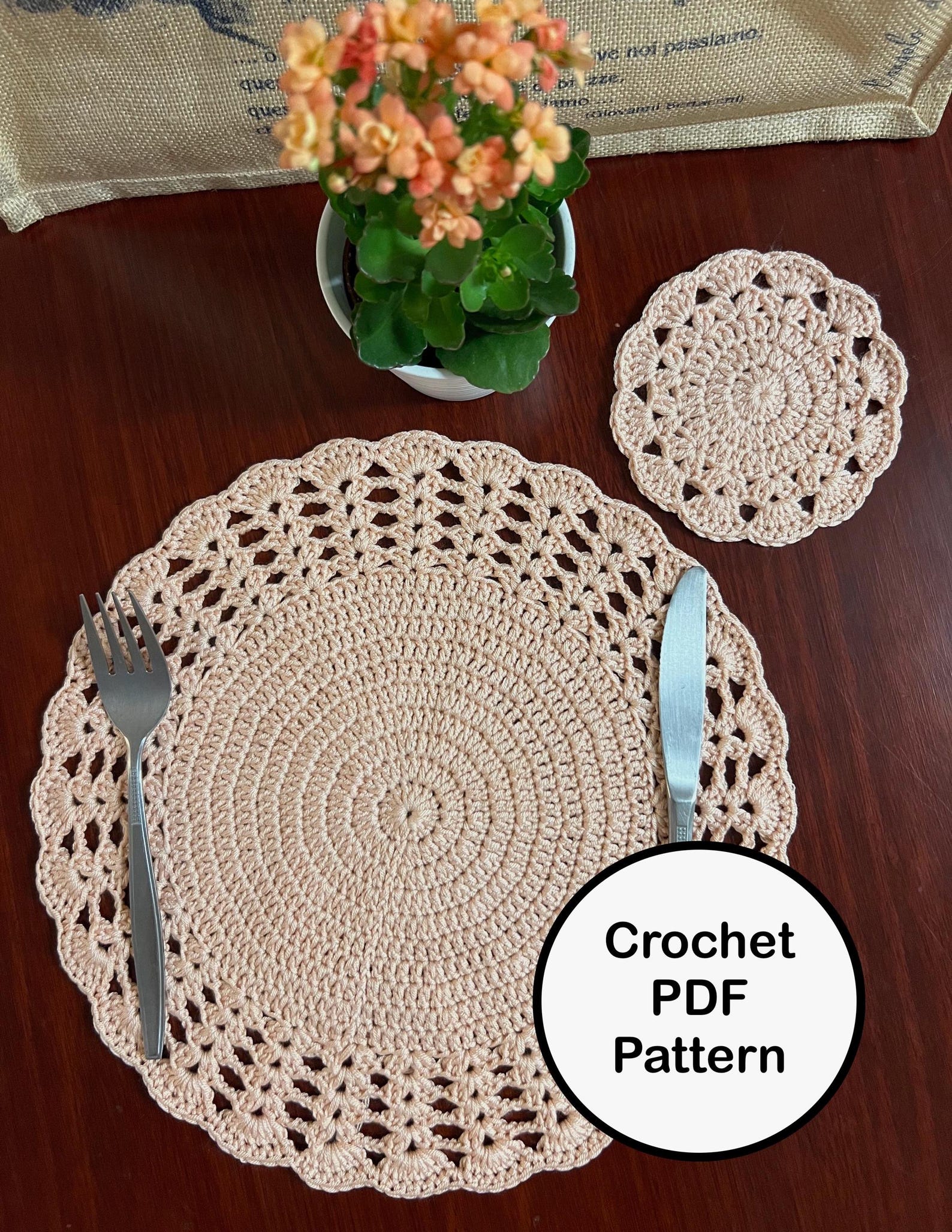Classy Crochet Placemat & Coaster Pdf Pattern - Etsy
