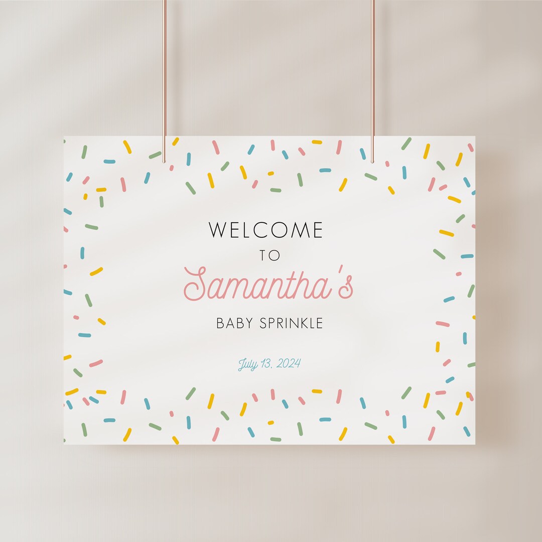 Baby Sprinkle Welcome Sign, Sprinkle Baby Shower Games, Confetti ...