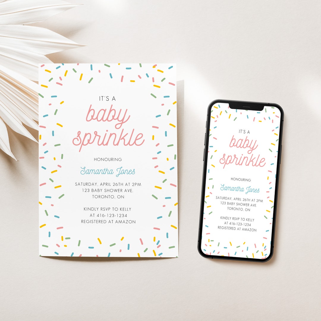 Baby Sprinkle Invitation, Printable Baby Shower Evite, Templett ...