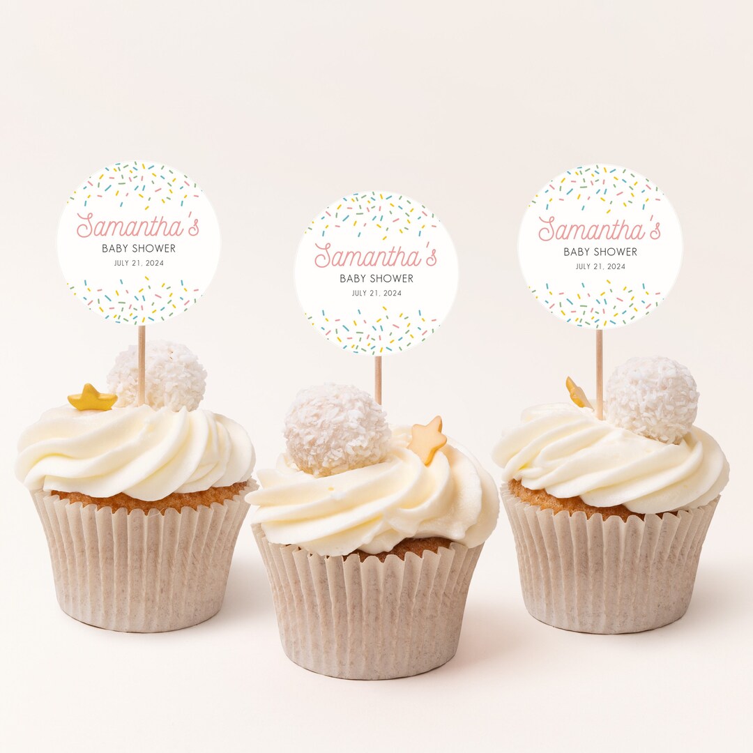 Baby Sprinkle Cupcake Topper, Editable Custom Baby Shower Templates ...