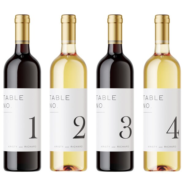 Table Seating Wine Bottle Labels, Printed Seat Labels, Wine Bottle ...
