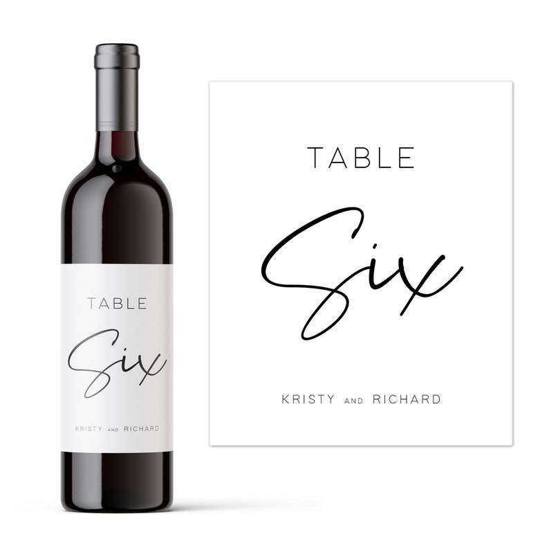 Wedding Table Number Wine Labels Custom Wine Labels - Etsy