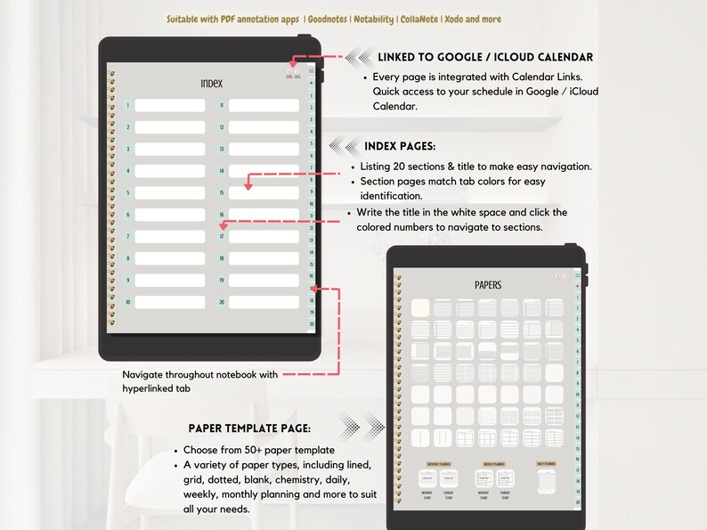 DIGITAL NOTEBOOK 20 Sections | Goodnotes, Notability, Xodo Compatible ...