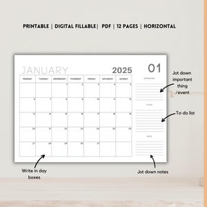 2025 CALENDAR | Monthly Planner | Letter & A4 Size | Printable | Plain ...