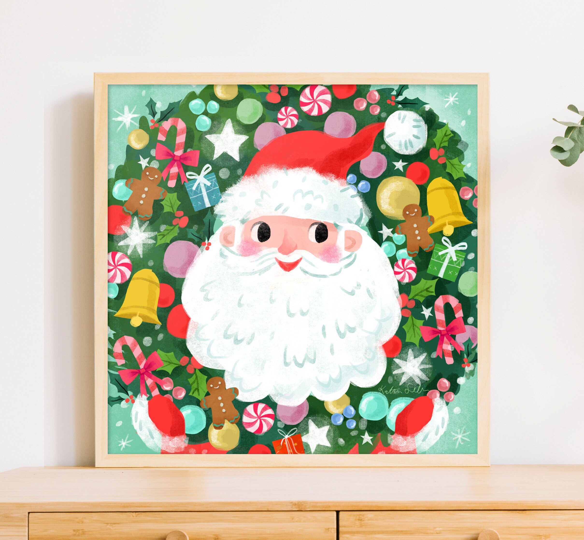 Santa Art Print | Etsy